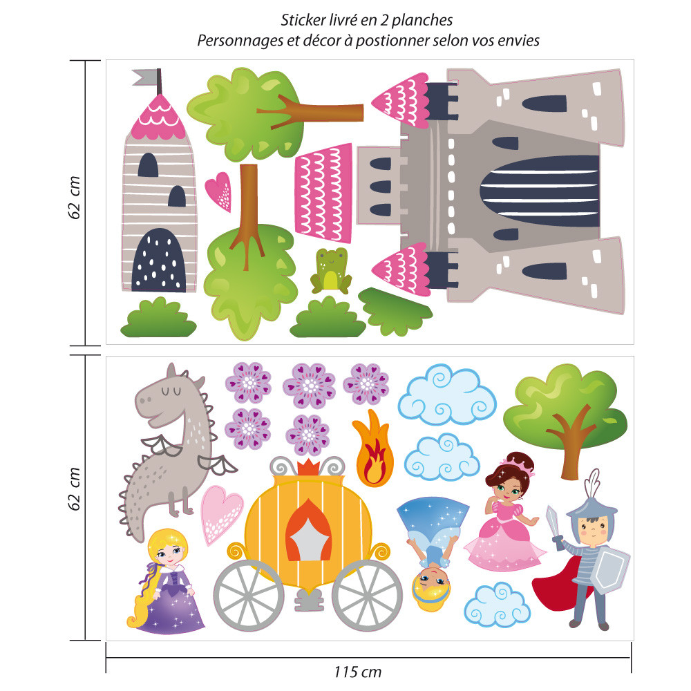 Stickers Princesses. Décoration Chambre Enfant Princesses Originale