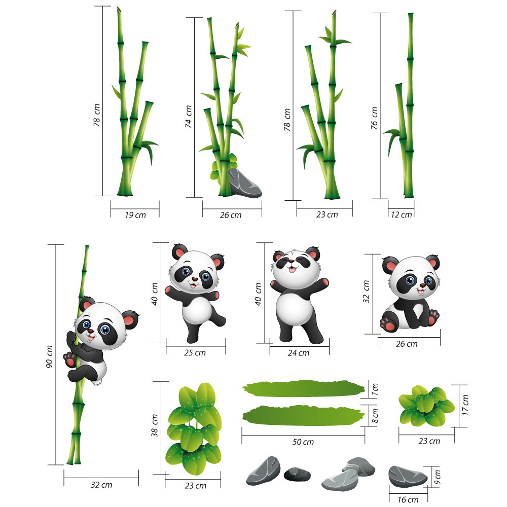 Sticker Panda. Autocollants Panda, Décoration Panda Chambre Enfant