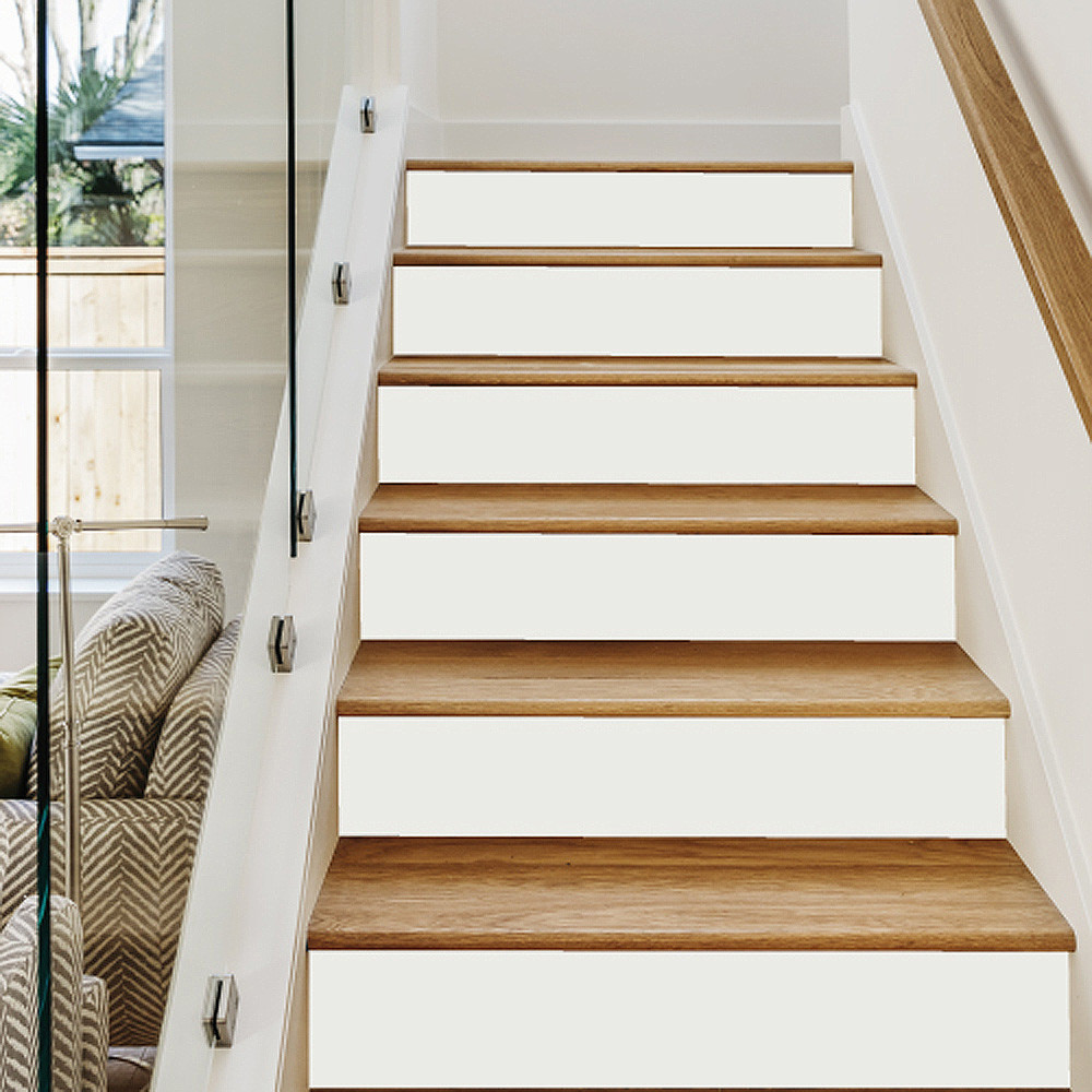 Contremarches d'escalier autocollantes - Motif Blanc Mat 1m - Adhésif