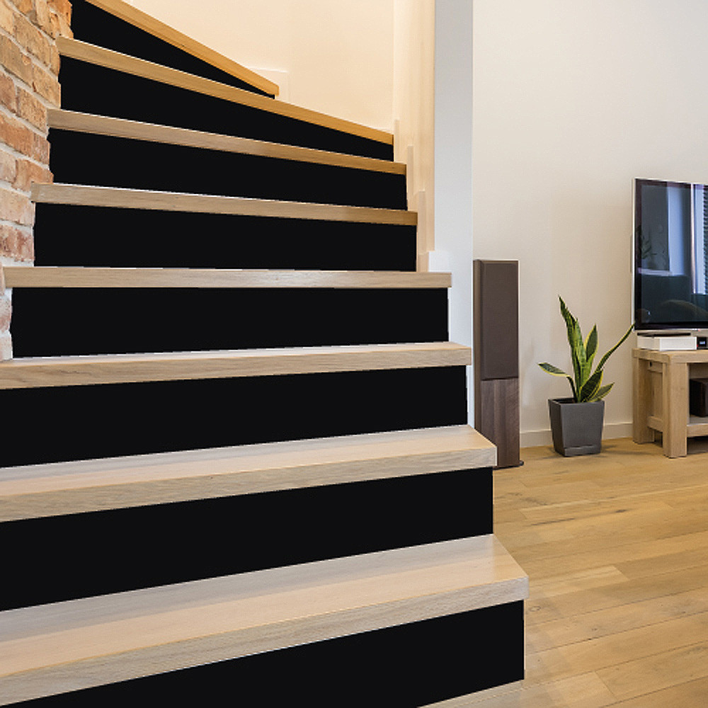 Contremarche escalier à coller noir mat. Contremarches adhésives escalier
