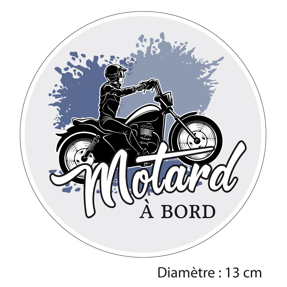 Autocollant voiture Motard à bord : "Motard à bord". Sticker auto.
