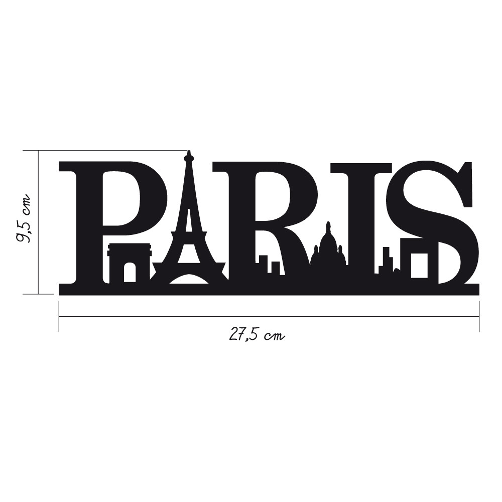 Texte décoratif mural Paris en plexiglass noir 3D autocollant