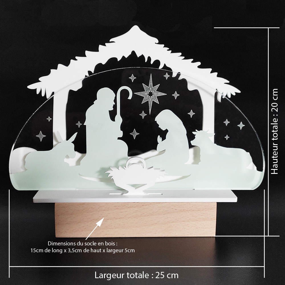 Crèche de Noël lumineuse effet 3D