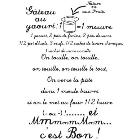 STICKERS RECETTE GATEAU AU YAOURT (A0228)