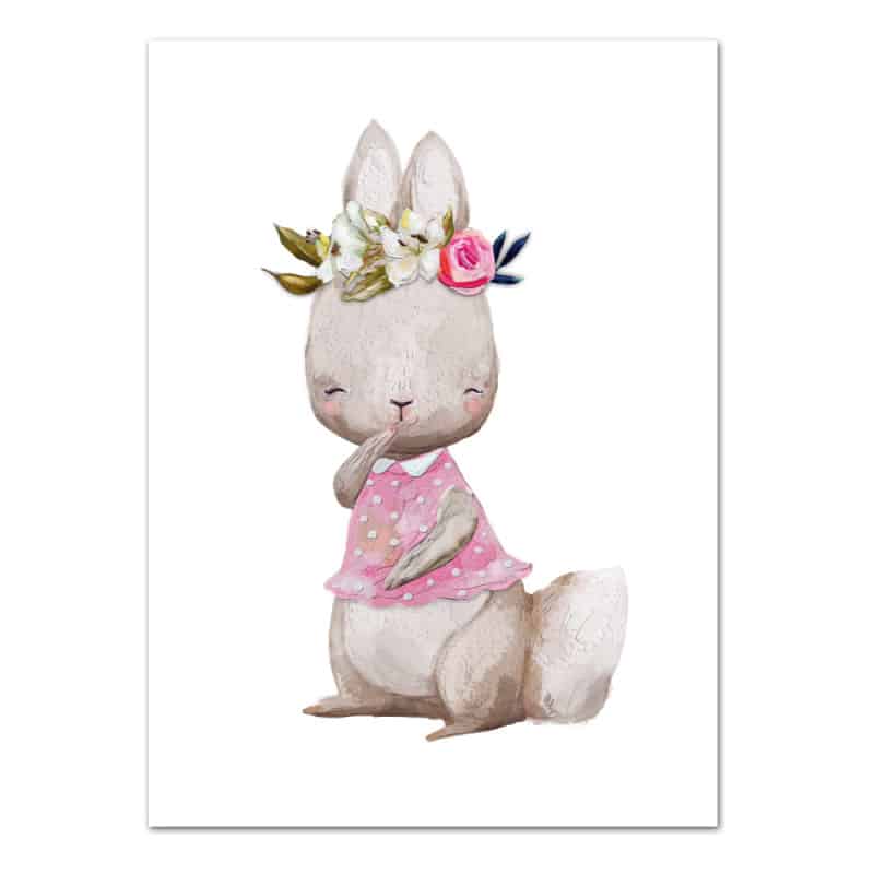 Poster Lapin Cuty. Décoration Aquarelle. Décoration Chambre Enfant