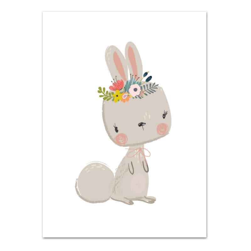 Poster Lapin Love. Affiche Lapin Chambre Enfant. Illustration Aquarelle.
