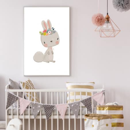 Poster Lapin Love. Affiche Lapin Chambre Enfant. Illustration Aquarelle.