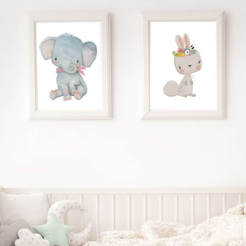 Poster Lapin Love. Affiche Lapin Chambre Enfant. Illustration Aquarelle.